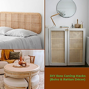 MINHKUST 16" Width Natural Square Rattan Cane Webbing Roll 8 Feet Length for Caning Projects | Pre-Woven Radio Mesh Cane Webbing Sheet for Furniture, Chair, Table, Ceiling (8 FEET)