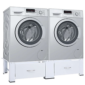vidaXL Washing and Drying Machine Pedestal with Pull-Out Shelves White