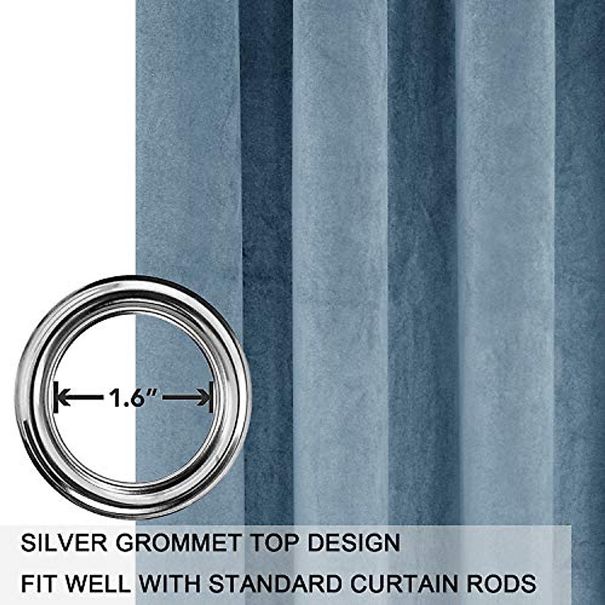 SMILETIME Sky Blue 96 in Long Velvet Curtains with Grommet, Thermal Insulated Super Soft Privacy Noise Reducing Light Blocking Velvet Curtains for Living Room, 2 Panels, Each 52 x 96 inches Long
