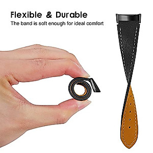 Mtozon Leather Bands Compatible with Fitbit Charge 5, Replacement Genuine Leather Straps for Women Men, Black