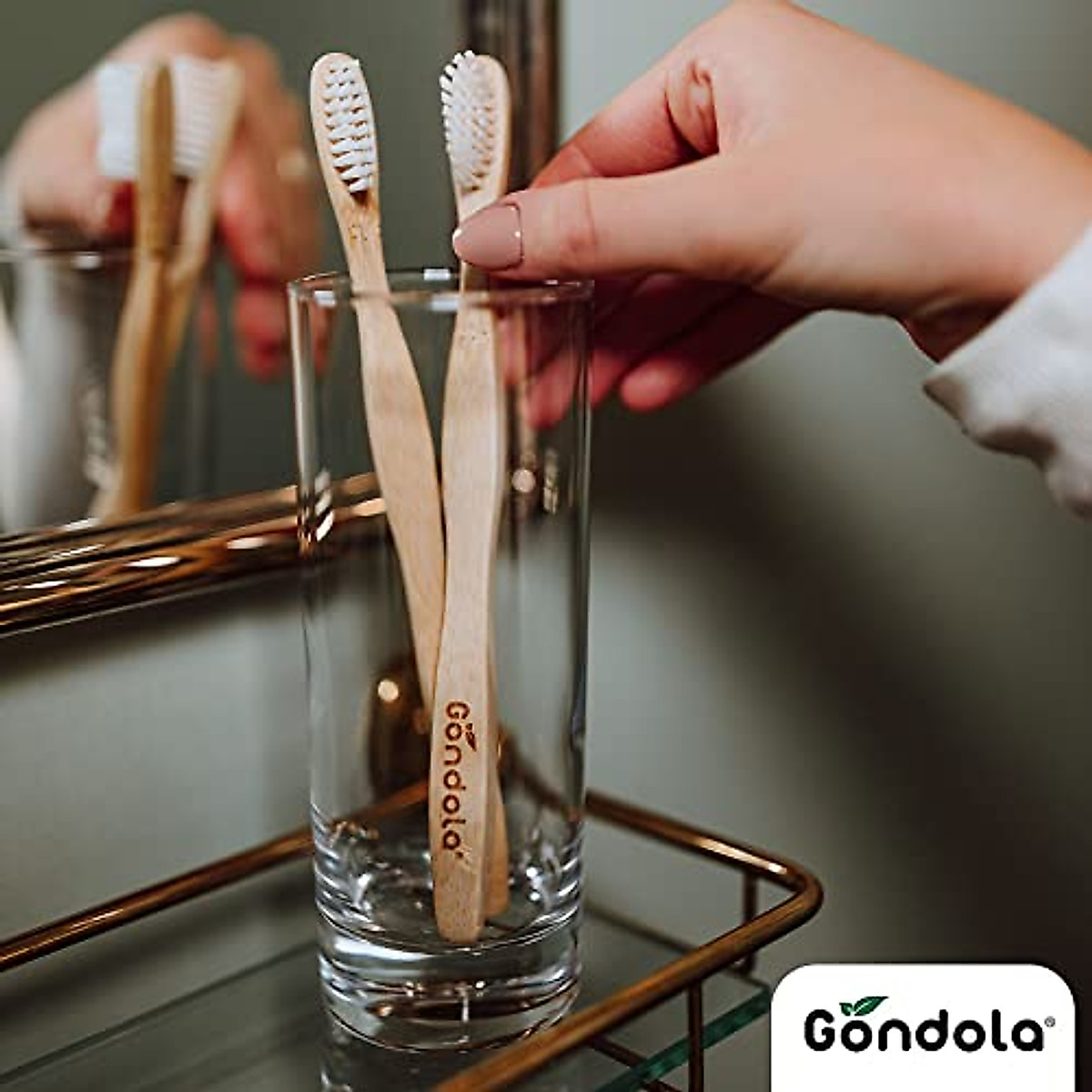 Gondola Adults Bamboo Toothbrushes- Eco Friendly Wooden Toothbrushes with Soft Bristles & Smooth Bamboo Handles - Biodegradable & Zero Waste Packaging-4 Pack