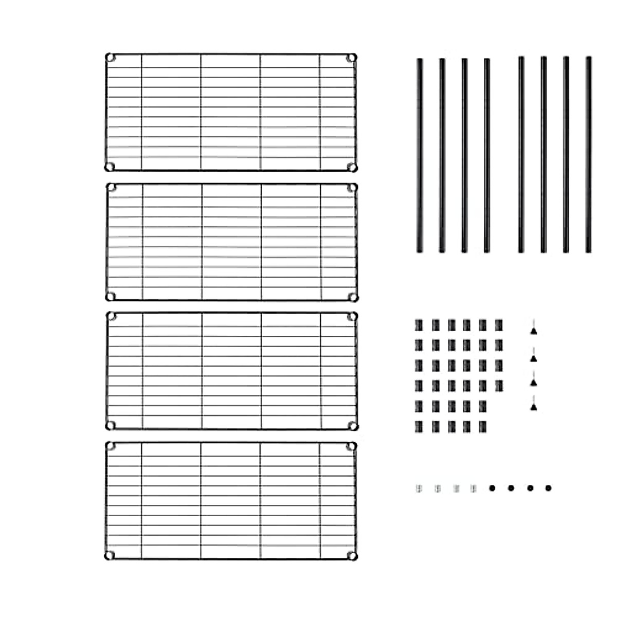 Displays By Jack 4 Tier Wire Shelving Unit Storage Rack, Metal Heavy Duty Utility Organizers, Organization Units for Products Plant Pantry, Garage, Durable Shelf Stand, Black, 14" W x 30" L X 48" H