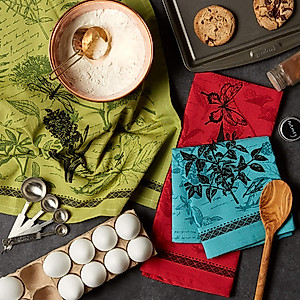 DII Botanical Print Tabletop Collection, Dishtowels, 18x28, Botanical Flowers 3 Piece