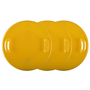Superio Round Snow Saucer Sleds- 24” Plastic Disc Sleds for Kids and Adults- Heavy Duty Sled Discs with Handles for Downhill Sledding, Winter Outdoor Sports, (Yellow)