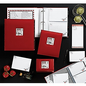 C.R. Gibson Red Leather Kitchen Recipe Keeper Binder, 9'' x 9.5''