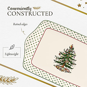 Spode Christmas Tree Collection Dessert Tray, Polka Dot Design, Serving Platter for Dessert and Side Dishes, Measures at 12-Inches, Dishwasher and Microwave Safe