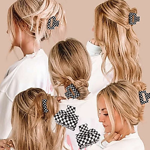 Ahoney 4 Pack Checkered Hair Claw Clips for Thin Hair 2" Y2k Accessories Cute Small Hair Clips for Thick Hair for Women Girls