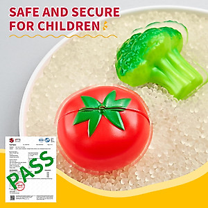 Comirth Pretend Play Food Sets for Kids Kitchen 61Pc, Storage Basket Cutting Toy Food, Fake Food for Toddlers, Play Kitchen Accessories Toys with Fruits Vegetables, Educational Gift for Girls Boys