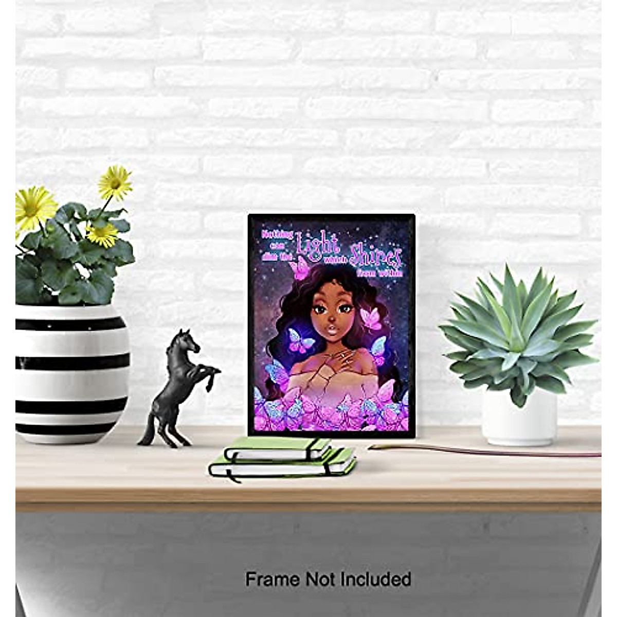African American Girls Wall Art - Black Art - Little Girls Bedroom Decor - Teen Room - Inspirational Positive Quotes Wall Decor - Motivational Poster - Uplifting Encouragement Daughter Gifts for Women
