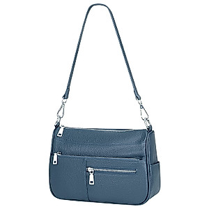 Over Earth Genuine Leather Shoulder Bag Small Crossbody Handbags for Women Ladies Purse(O131E Black)