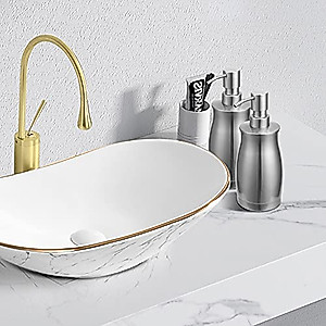 Haitis 14.0 Oz/410 ml 304 Brushed Stainless Steel Manual Liquid Soap Dispenser, Hand Soap Dispenser, Stainless Large Pump Head, Anti-Rust and Leak Proof, for Bathroom, Kitchen Sink, Washroom, 1 Pack