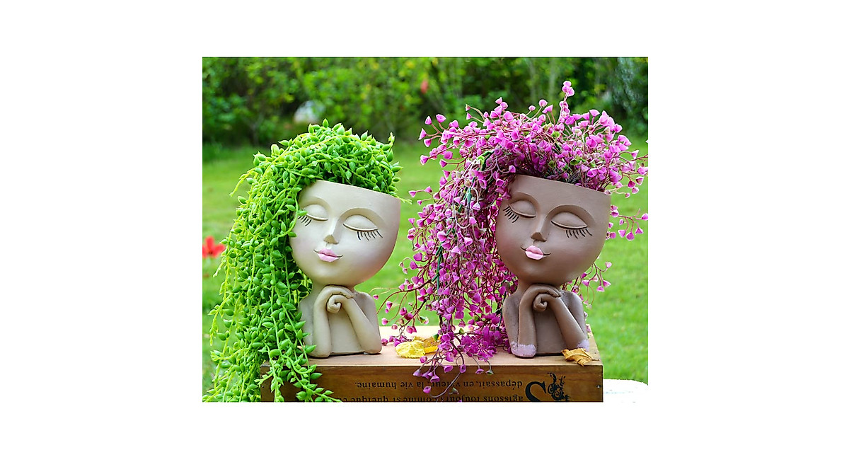 Face Planter Pot Head Planters, Lady Heads Flowerpot, Cute Girl Faces ...