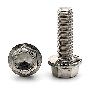 Hex Flange Serrated Cap Bolt Screws 18-8 Stainless Steel - 10-24 x 1 - Qty 25