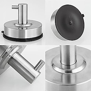 Shower Suction Cup Hooks SUS304 Stainless Steel Shower Hooks for loofah Heavy Duty Shower Wall Hook Suction Cup Hooks for Shower Towel Hooks for Towel Bathrobe Loofah Glass Door Wall 2 Pack