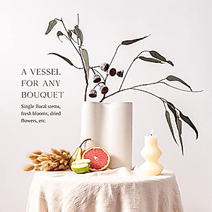 Luxe Infinity White Vase. 9” Ribbed Vase for Flowers. Organic Modern Home Decor. Pampas Grass Vase. Fluted Vase. Modern Vase. Aesthetic Vase. Tall White Flower Vase for Decor. White Ceramic Vase