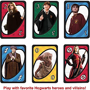 Mattel Games UNO Harry Potter Card Game in Storage Tin for Kids, Adults & Game Night, Collectible Deck Based on Popular Series for 2 to 10 Players