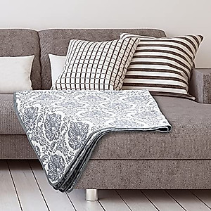 ForPro Premium Poly Cotton Designer Blanket, Ultra-Soft Cotton Blanket for Massage Tables, Beds, Sofas, Antique Gray Quilted Pattern, 60" W x 90" L, 350gsm