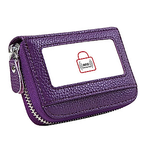 Women's RFID Blocking 12 Slots Credit Card Holder Leather Accordion Wallet,purple