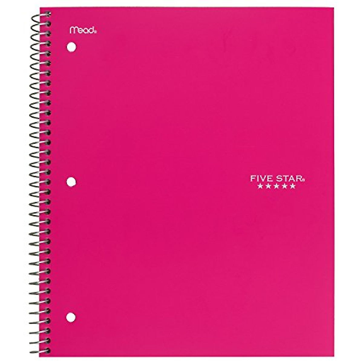 Five Star Spiral Notebooks, 3 Subject, Wide Ruled Paper, 150 Sheets, 10-1/2" x 8", Assorted Colors, 6 Pack (73449)