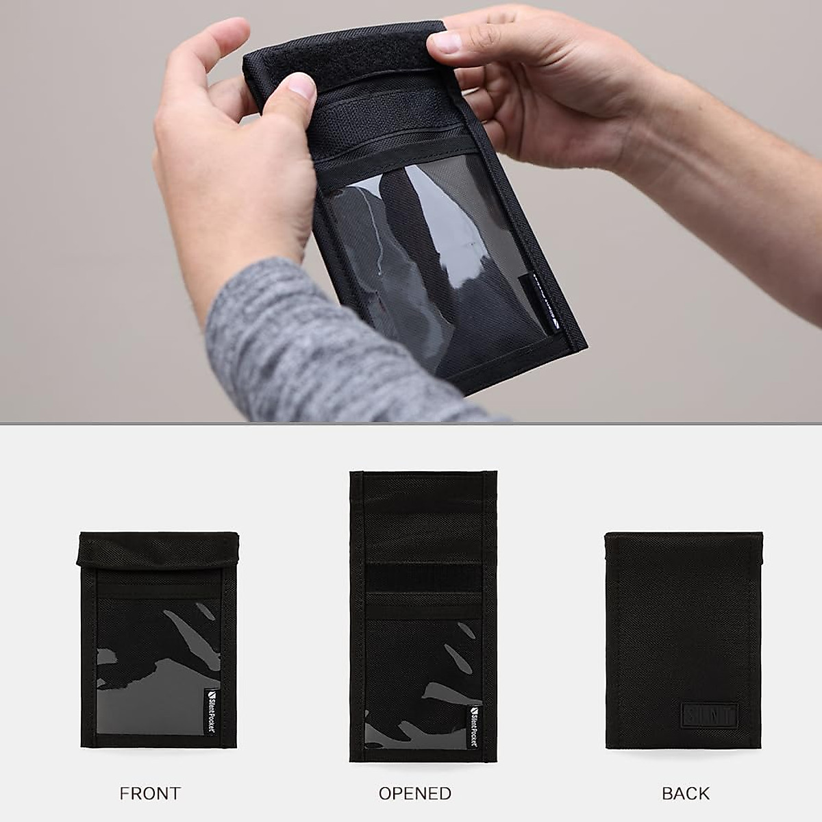 Silent Pocket SLNT Quick Access Smartphone Faraday Bag w Weatherproof Signal Blocking Nylon, Device Shielding for iPhone, Samsung Galaxy, Most Phones - Travel, Privacy & Anti-Hacking (Black, Small)