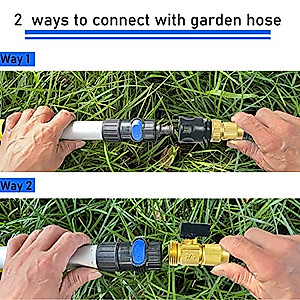 Car Wash Brush with Long Handle(5FT-11FT),12" Blue Brush Head,Water Flow Extension Pole with an ON/OFF Switch,Car Washing Brush with Hose Attachment for Car,Truck,SUV,RV and Other Surface Cleaning