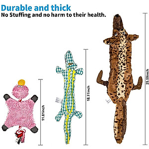 AZSSMUK Dog Squeaky Toys, Pet Crinkle Dog Toy No Stuffing Dog Plush Toys with Durable Double Layer Fabric for Small Large Dogs Chew Toys Set (3PCS)