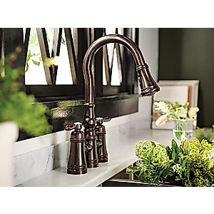 Moen S73204ORB Weymouth Two Handle Pulldown Bridge Kitchen Faucet, Oil Rubbed Bronze