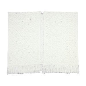 Knit Shawl Wrap for Women - Soul Young Ladies Fringe Knitted Poncho Cardigan Cape(One Size,Cream White Block)