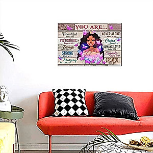Hwzorhy African American Wall Art Black Queen Girl Canvas Print Wall Art Motivational with Black Woman Painting Wall Decor Modern Artwork Home Decoration for Living Room Bedroom Bathroom Office