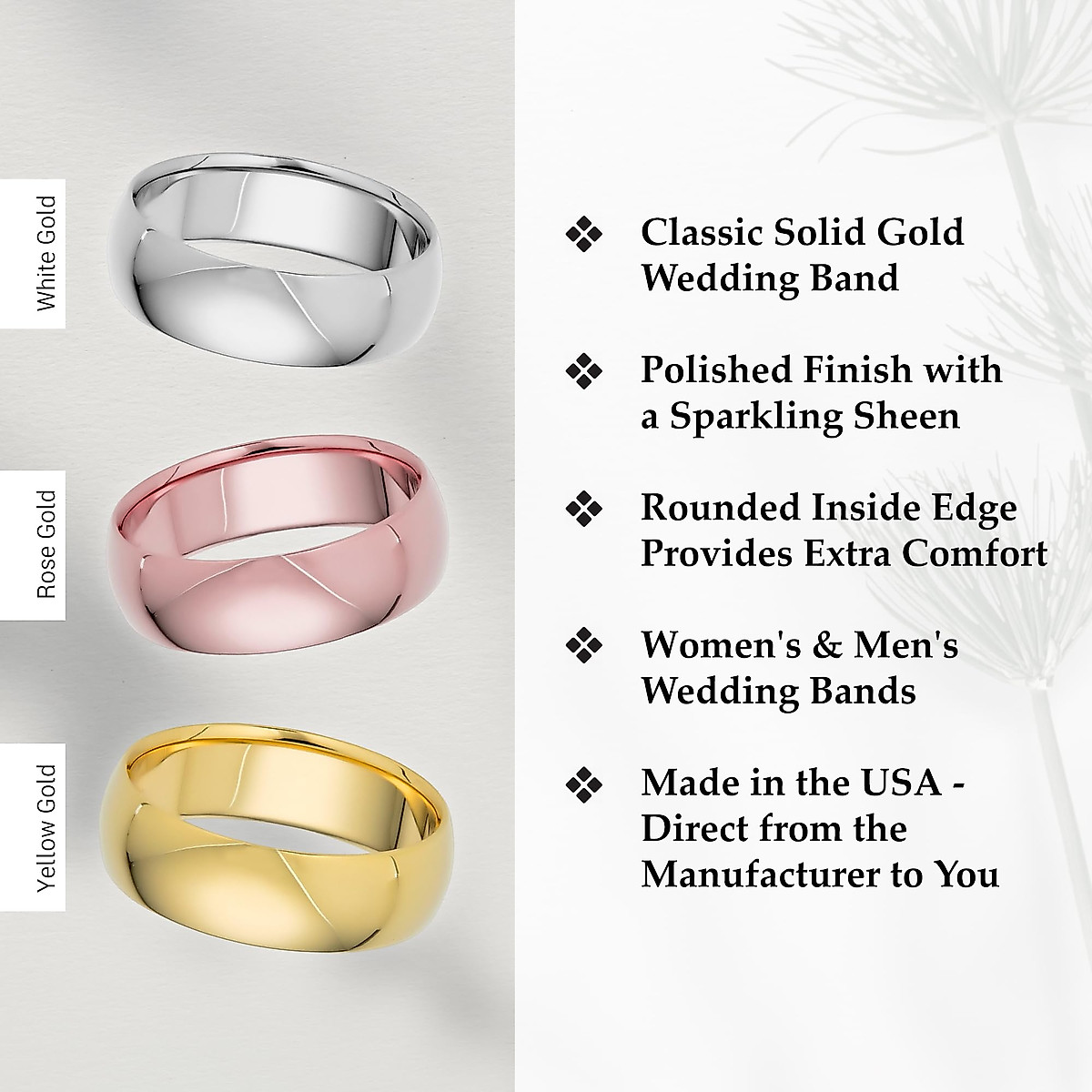 EWB Signature Jewelry Classic 6mm Solid Gold Wedding Band in 14K Yellow Gold, Comfort Fit, Finger Size 9.5