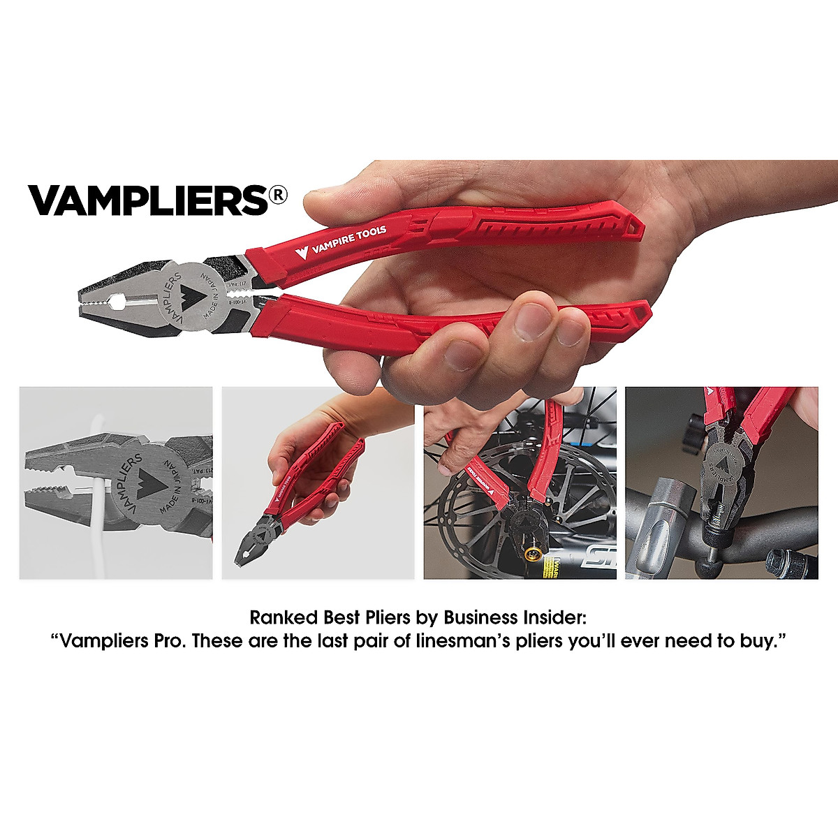 VAMPLIERS 4-Piece Stripped Screw Extractor Pliers Set. Made in Japan: 8" Linesman, 7.5" Long Nose, 6.25" Multipurpose & 5" ESD Safe Pliers. Remove any Stripped/Damaged/Rusted Screws.