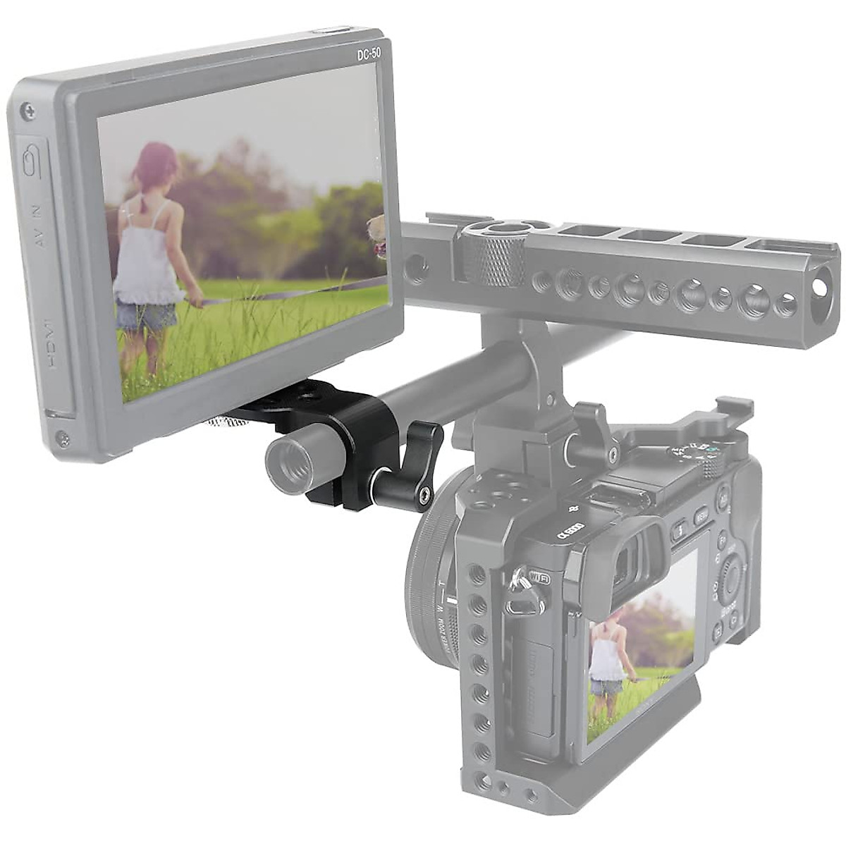 NICEYRIG Mini Mounting Plate with 15mm Rod Clamp for Monitor EVF Transmitter Receiver to 15mm Rod - 166