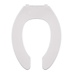 Centoco 550STSCC-001 Elongated Plastic Toilet Seat, Open Front No Cover, Stainless Steel Hinges, Regular Duty Commercial Use, White