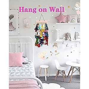 FavoritBow 1PCS Pink Bow Holder for Girls Hair Bows,Hair Accessories Organizer for Baby Girls,Heart-Shape Felt Hair Bow Headbands Hangers for Door,Closet,Wall