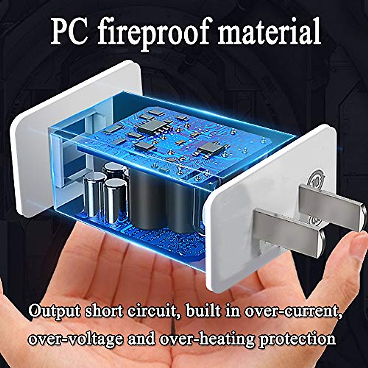 USB Wall Charger Bling 5V/2.4A 24W Dual Port Fast Charger Plug Cell Phone Block Adapter White for iPhone Android Samsung Pad Tablet etc