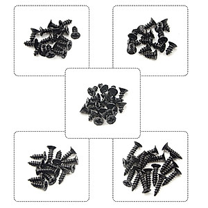 XINGYHENG 650Pcs 13 Kinds M2 M2.3 M3 Black Sunk Head Self Tapping Screw Black Oxide Stainless Flat Cross Recessed Pan Head Screw Assortment Kit
