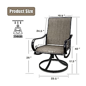 MEOOEM Outdoor Swivel Chairs Set of 6 Bistro Patio Dining Chairs High Back Armchairs for Garden Backyard, Supports 250 lbs