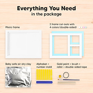 KeaBabies Inkless Baby Hand And Footprint Kit Frame and Baby Hand and Footprint Kit - Personalized Baby Picture Frame for Newborn - Baby Footprint Kit