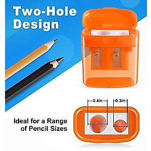 100 Pack Pencil Sharpeners Bulk - Double Hole Pencil Sharpener Manual with Cover for School Kids, Small Cute Pencil sharpeners Handheld for Students School Classroom Supplies