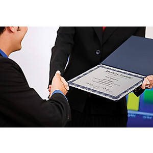 Better Office Products 25 Pack Navy Blue Certificate Holders, Diploma Holders, Document Covers with Gold Foil Border, for Letter Size Paper, 25 Count, Blue