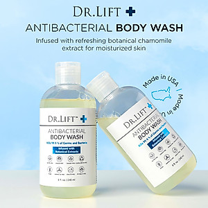DR. LIFT Antibacterial Body Wash | Kills 99.9% of Germs | Made in America | Antibacterial Soap - Infused with Botanical Extracts | Shower Gel Body Wash for Women & Men | Liquid Bath Soap - 8 Oz