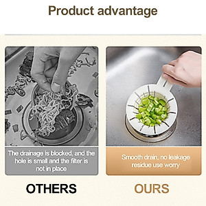 Grebest Bathtub Sink Drainer Kitchen Strainer Stopper Drain Basket Anti-clog Hair Easy Installation Maintenance-free Cream Color