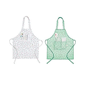 TOVLA JR. Kids Apron Set - 2-Pack Kid Apron with Pockets - Comfortable Cotton Child Apron - Colorful Childrens Aprons - Toddler Apron for Cooking, Baking, Painting - Fun Aprons for Girls, Boys 4-10