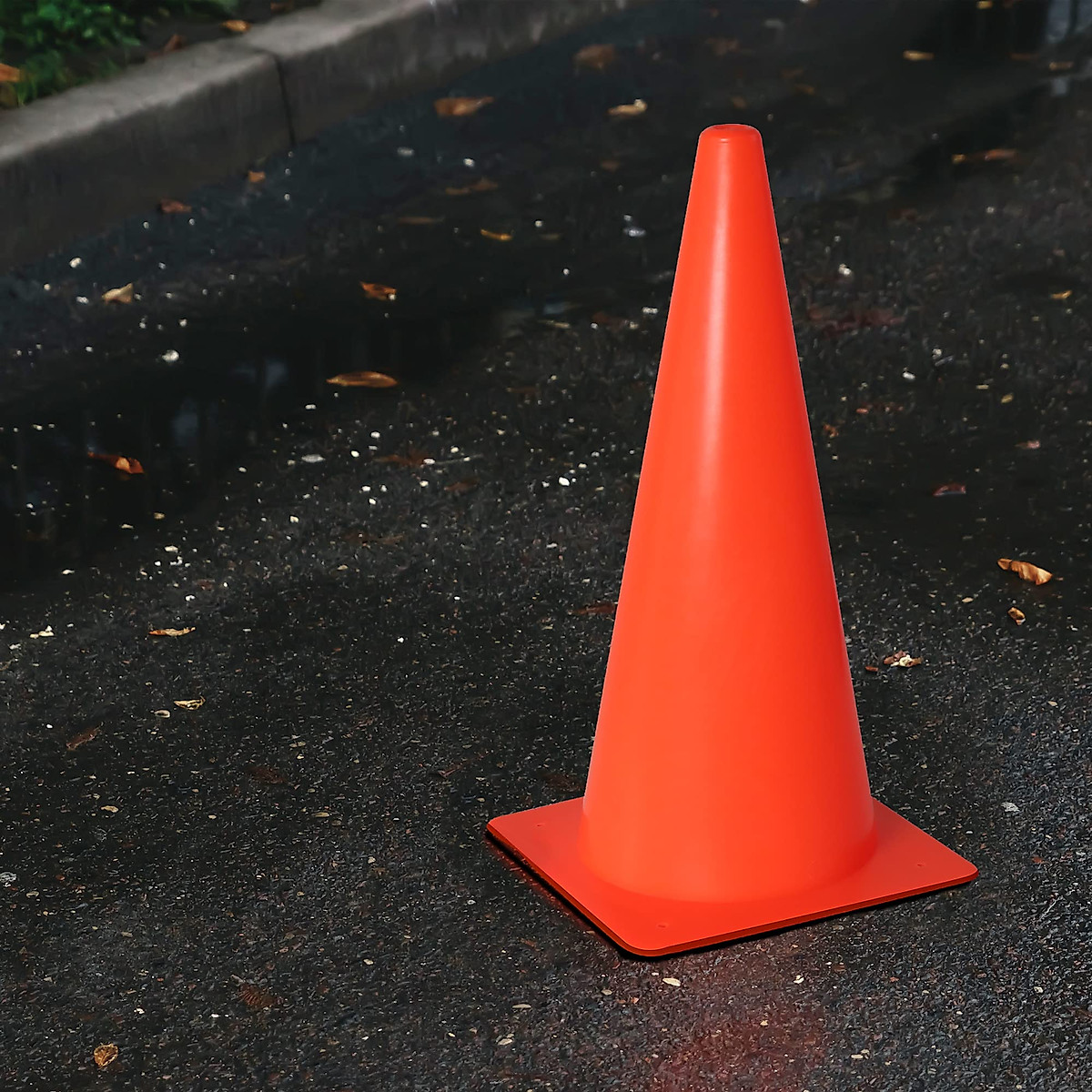 18 Inch Traffic Safety Cones, [4 Pack] Orange Parking Cones Training Cones, Plastic Cones for Indoor/Outdoor Activity & Festive Events