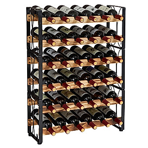 X-cosrack Stackable Rustic 36 Bottle Wine Rack, Freestanding Floor Wine Holder Stand Can Used Separate or Stacked 6 Tier Wobble-Free Wine Display Storage Shelf for Kitchen 24.5''L x 8.6''W x 33.4''H
