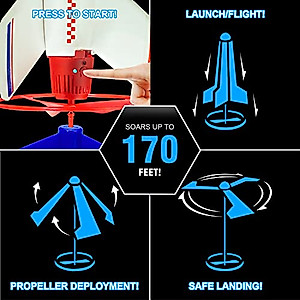 6 Year Old Kids Rocket Launcher Toy, 150 Feet of Flight Altitude Model Rocket Kits with Launch Set, Kids Rocket Ship, Remote Control Rocket Launcher