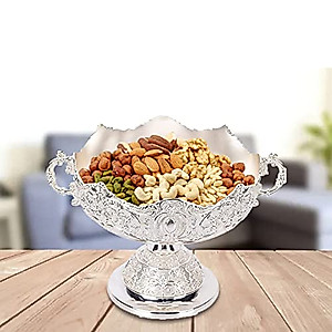 TOTITOM European Fruit Plate Tray Trinket Dish Snack Tray Zinc Alloy Bowl Ornaments with Retro Design for Candy Storage Food Serving Tray Apply to Kitchen/Dining Room/Outdoors Party