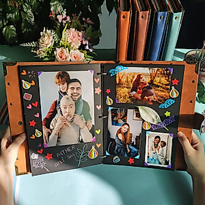 ZEEYUAN Leather Scrapbook Album 60 Pages Love Memory Photo Album 8.5x11 inch, Travelling Journal Scrap Book Family Scrapbook Scrapbooking Supplies Kits Gift for Couples Anniversary Wedding