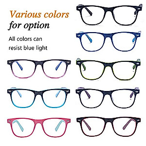 Outray 2 Pack Kids Computer Blue Light Blocking Glasses for Boys and Gilrs Age 3-12 Anti Eyestrain (Set Green+Blue, 46)