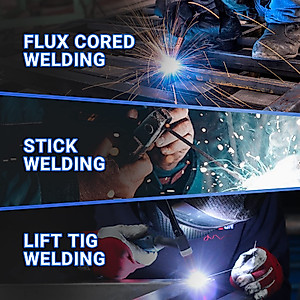 AZZUNO 135 Amp MIG Welder, 3 in 1 Multiprocess Welder 110V Flux Core Welder Flux MIG/Lift TIG/Stick Welding Machine Synergic Control IGBT Inverter Welder (volts, 110)